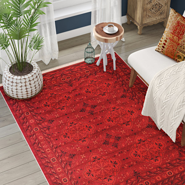 Lark Manor Amro Performance Deep Red Rug & Reviews | Wayfair