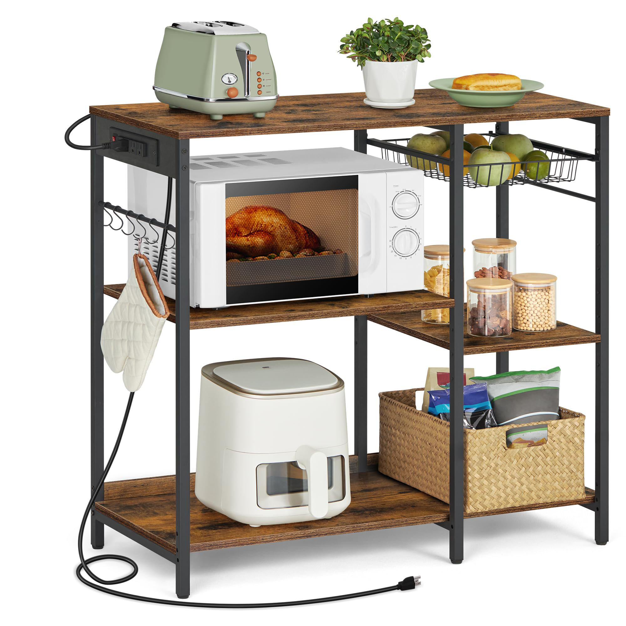 Latitude Run® Baker's Rack, Coffee Bar Stand With Charging Station ...