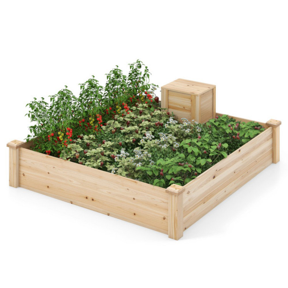 Ophelia & Co. 49 X 49 X 10 Inch Raised Garden Bed With Compost Bin And ...