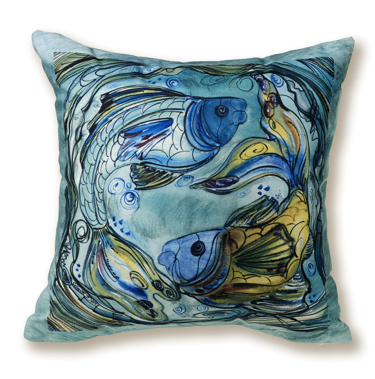 Clay Born Textiles The Natural World Collection Fish Outdoor Square ...