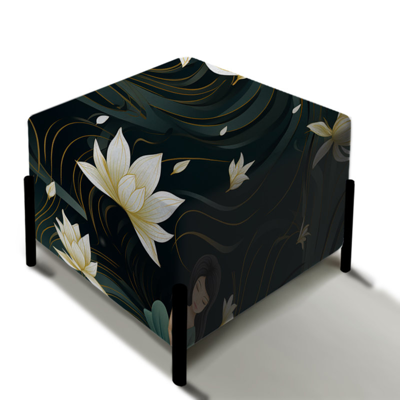 Design Art Mindful Retreat Yoga Oasis Zen - Floral Square Ottoman | Wayfair