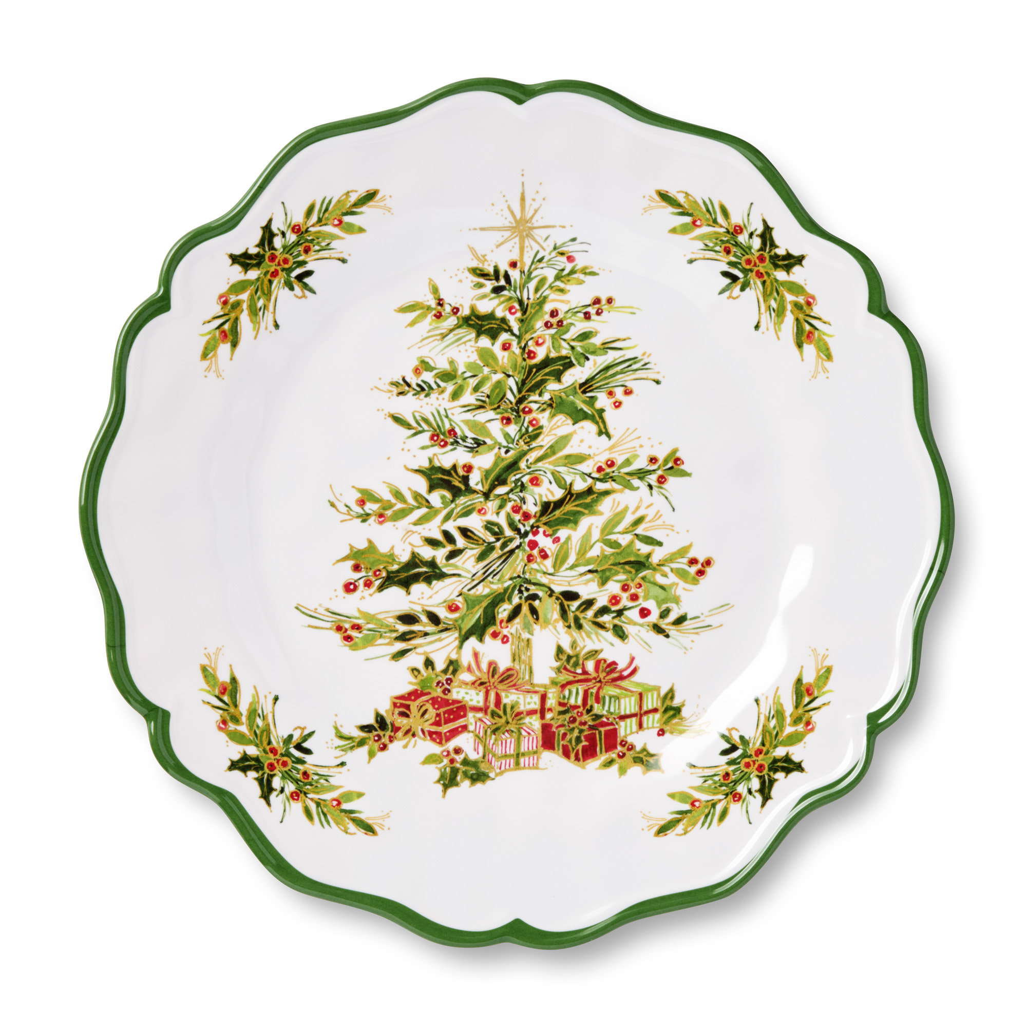 Certified International Holly Tree Christmas Dinner Plates – Set of 4 ...