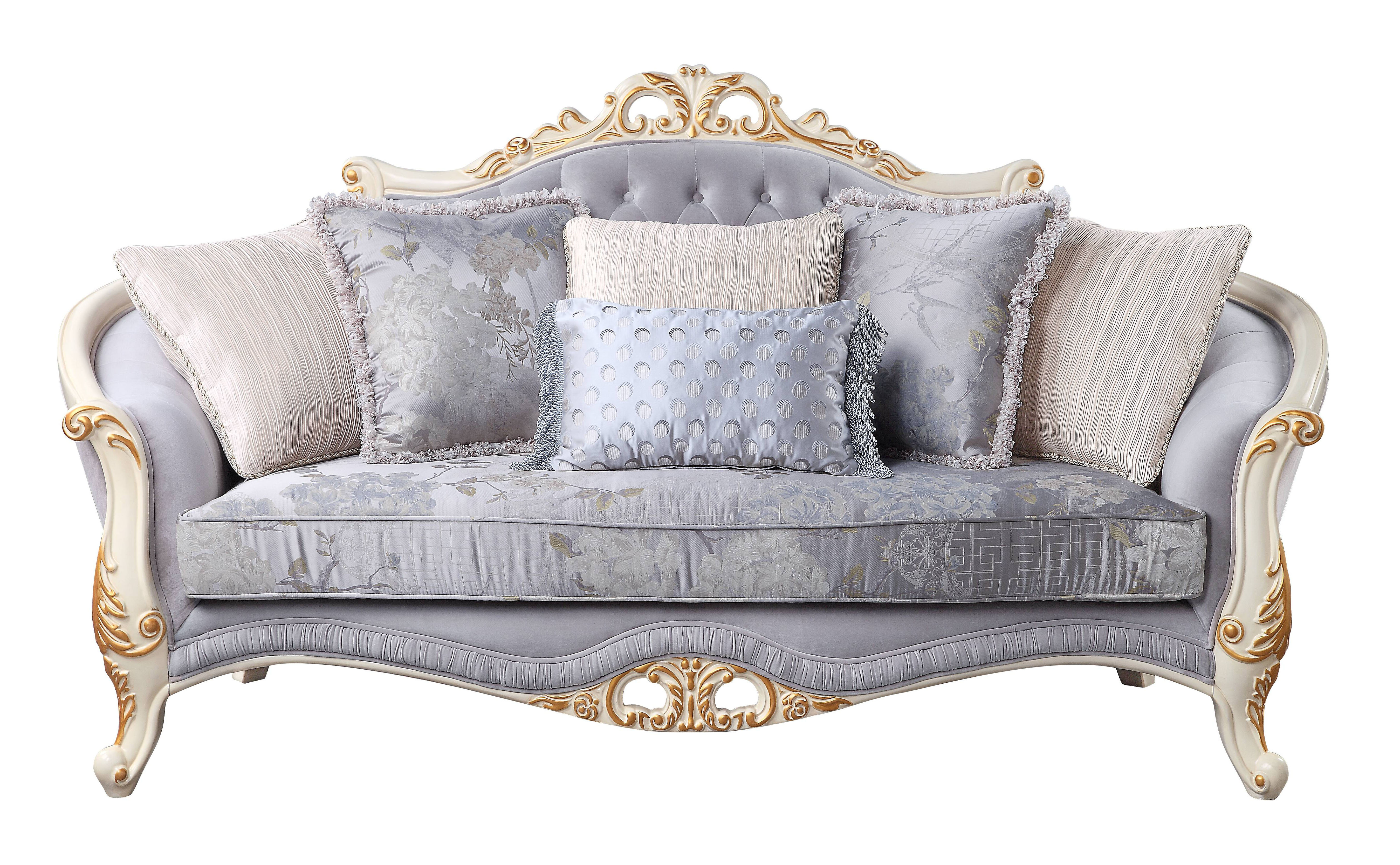 Plethoria Centaur Grey and White Button Tufted Sofa - Wayfair Canada