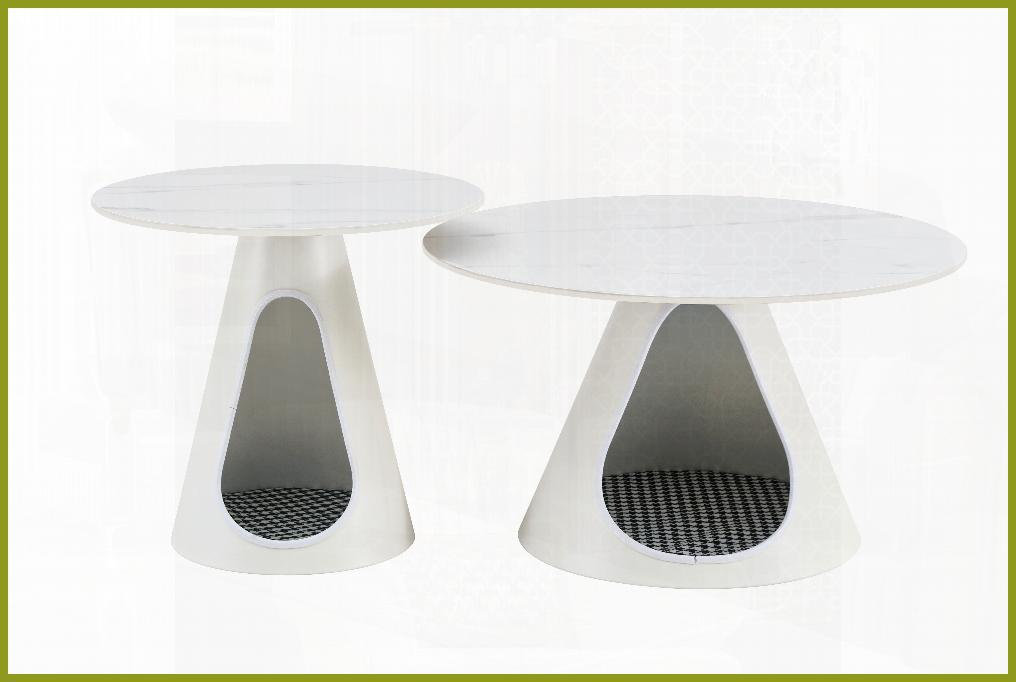 17 Stories Set of 2 Space-Saving Round Coffee Tables with Cat Beds ...