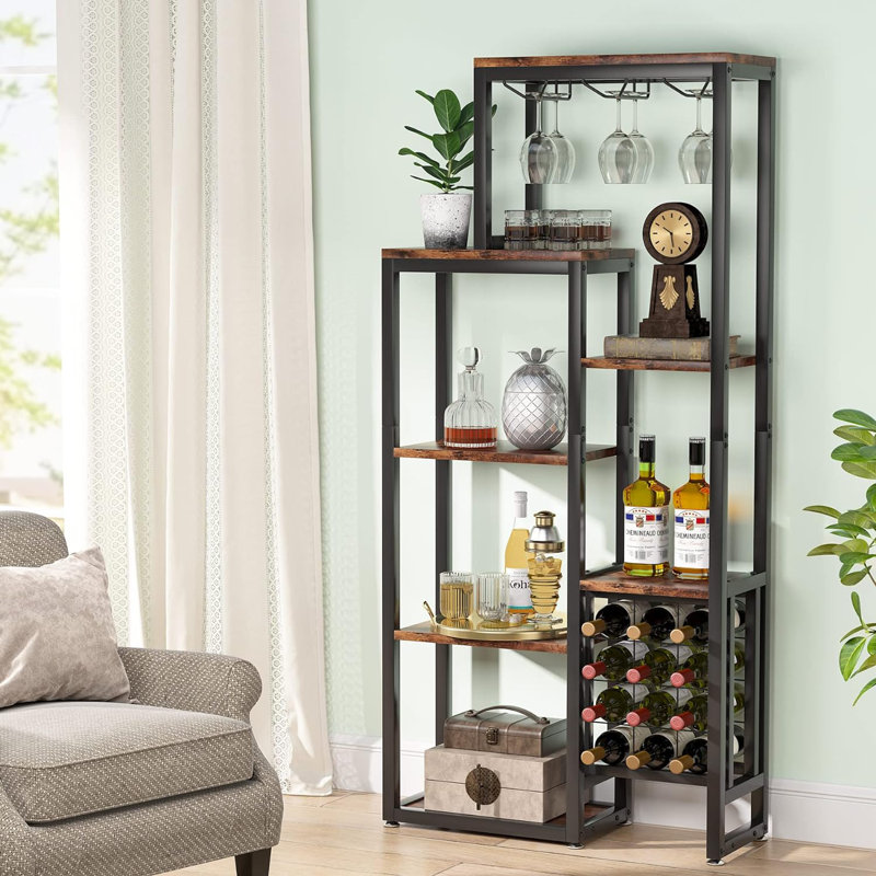 Borough Wharf Taneytown 5-Tier Freestanding Floor Wine Rack with Glass ...