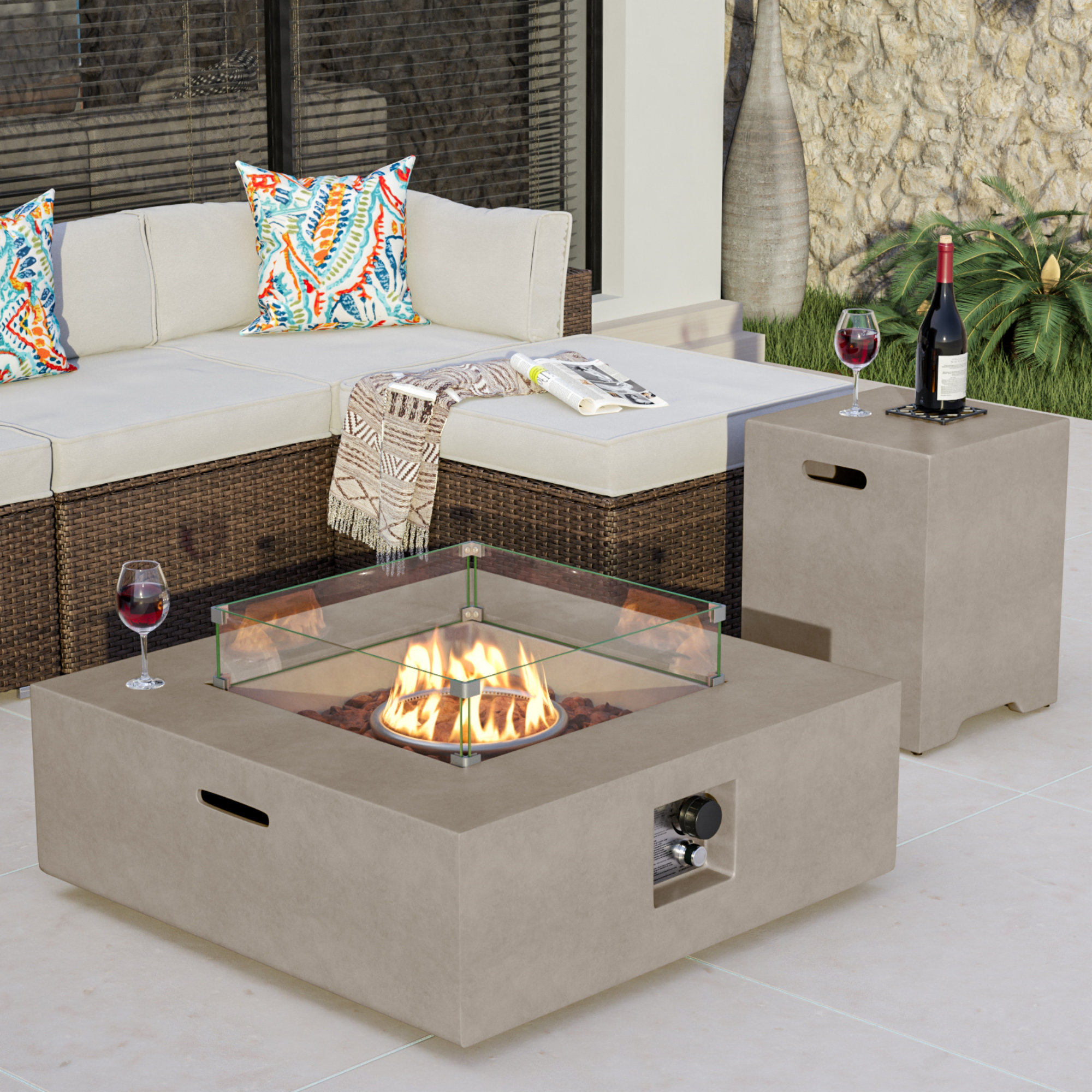 Trent Austin Design® Kinzie Concrete Propane Fire Pit Table & Reviews ...