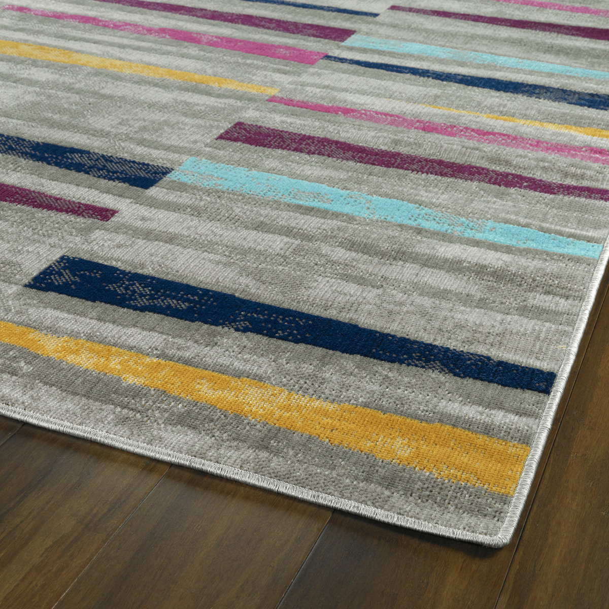 Brayden Studio® Hartung Gray/Navy/Pink Indoor/Outdoor Area Rug ...