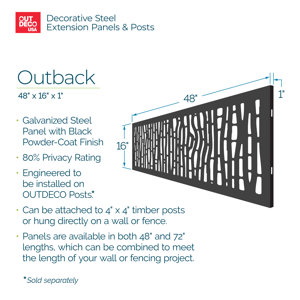 OUTDECO 16"x48" Outback Galvanized Steel Wall and Fence Extension ...