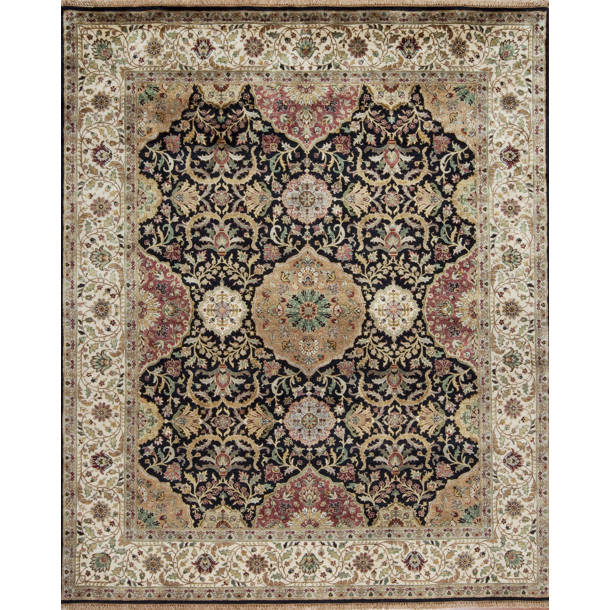 Samad Rugs Silver Screen Oriental Hand-Knotted Wool Sage/Bone Area Rug ...