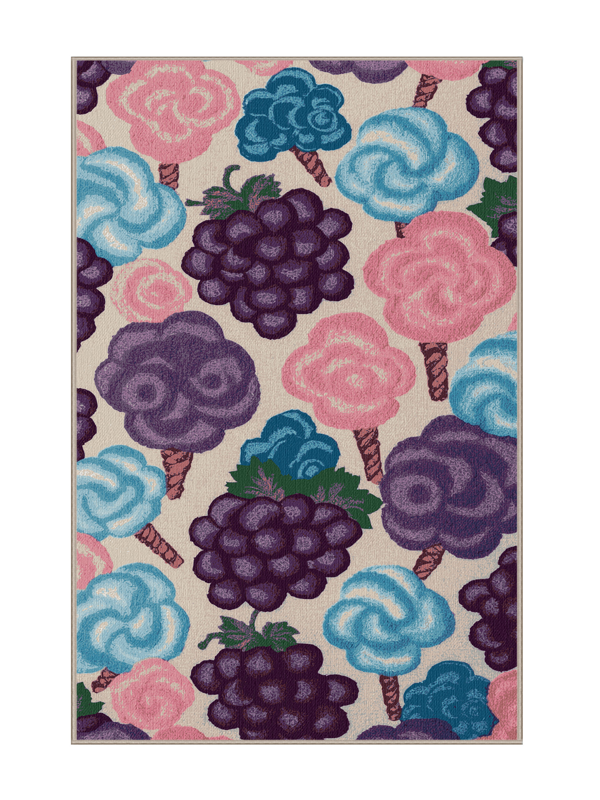 Hokku Designs Washable Grape Cotton Candy Fruits Area Rug | Wayfair