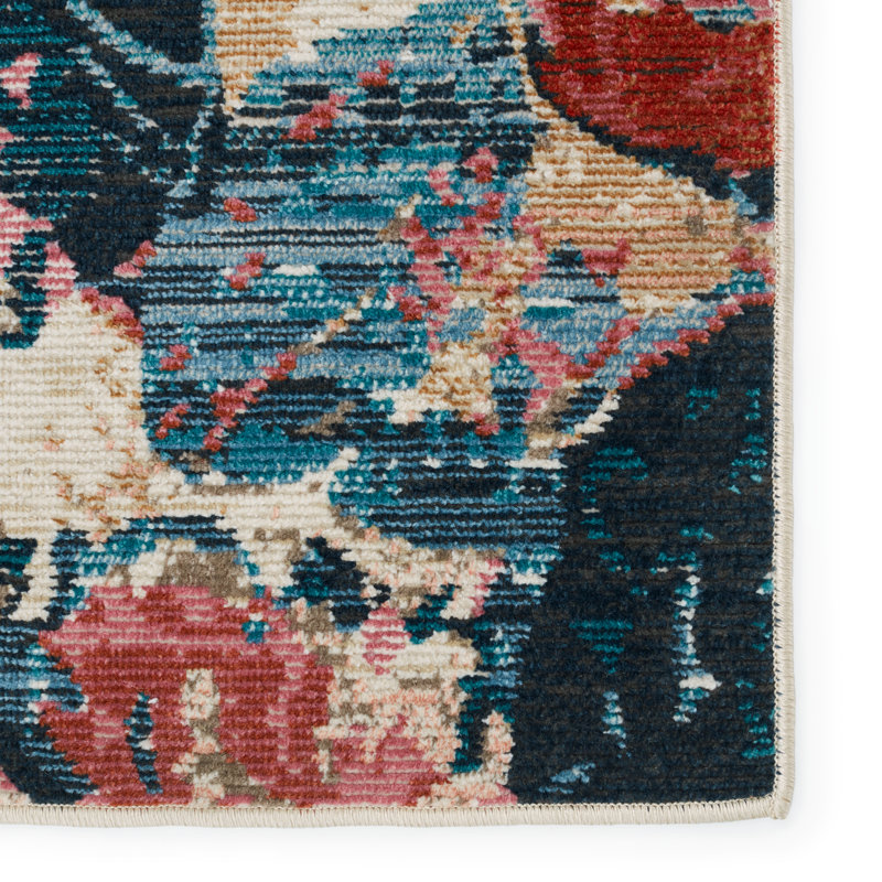 Birch Lane™ Devoris Indoor/ Outdoor Floral Pink/Blue Area Rug | Wayfair