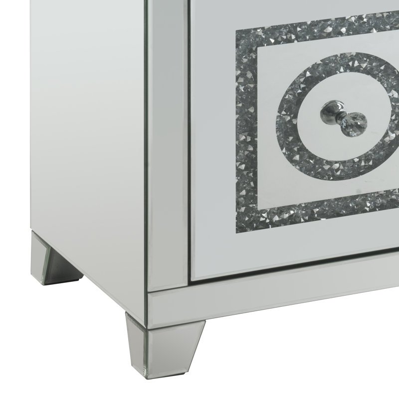 Mercer41 Angilee Mirrored Glass Top 2 - Drawer End Table | Wayfair