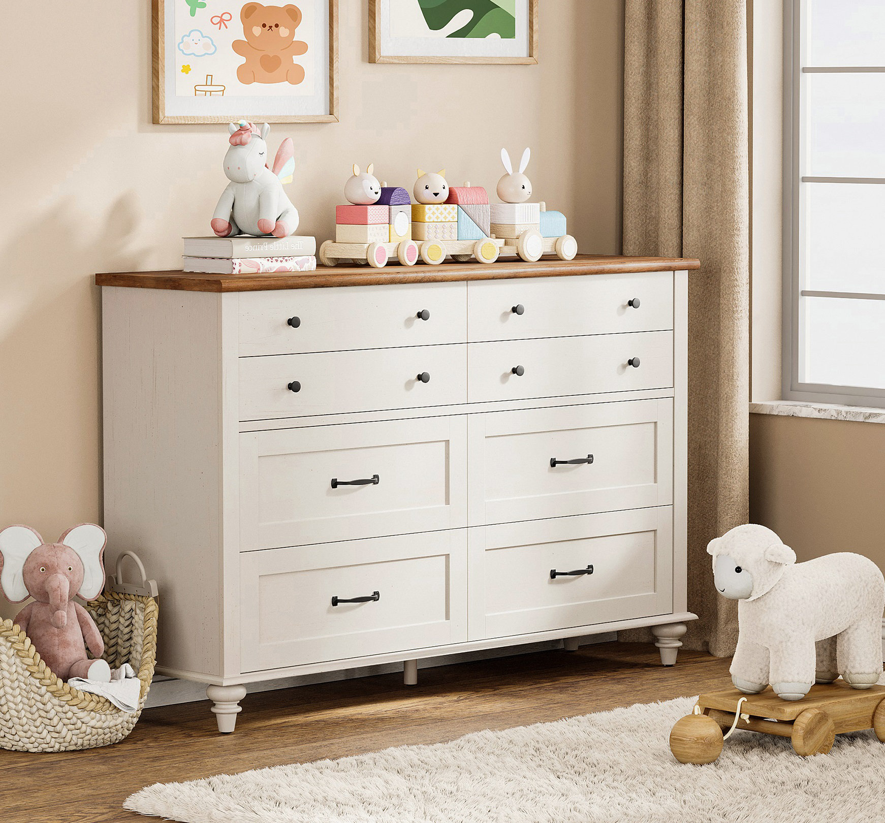 Charlton Home® Scarlett Kids Dresser With 8 Drawers, Bedroom Dresser ...