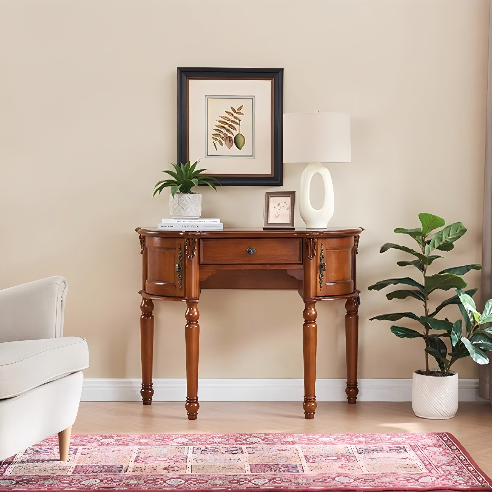 SINNOG Vintage Solid Wood Storage Semi-Circle Entryway Table - Wayfair ...