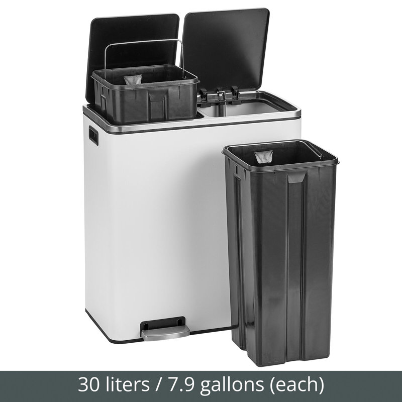 mDesign Steel Multi-Compartments Trash & Recycling Bin | Wayfair