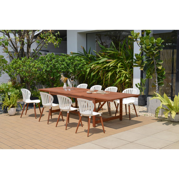 Lark Manor Anautica Outdoor Patio 9pc 100%FSC Certified Wood Dining Set ...