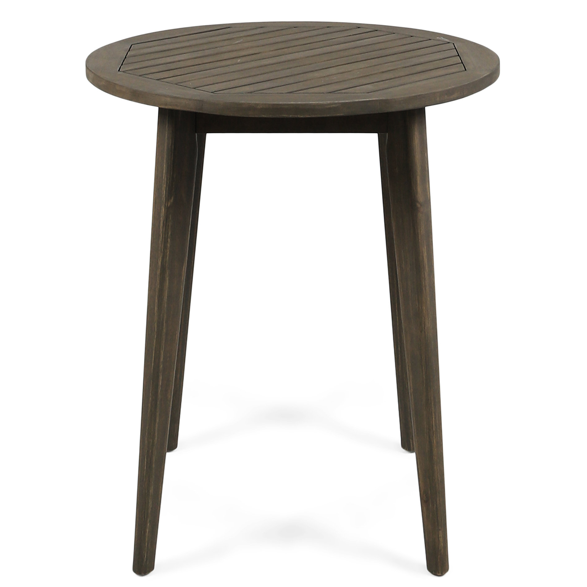 Latitude Run® Grey Wood Straight - Leg Round Outdoor Bistro Table For ...