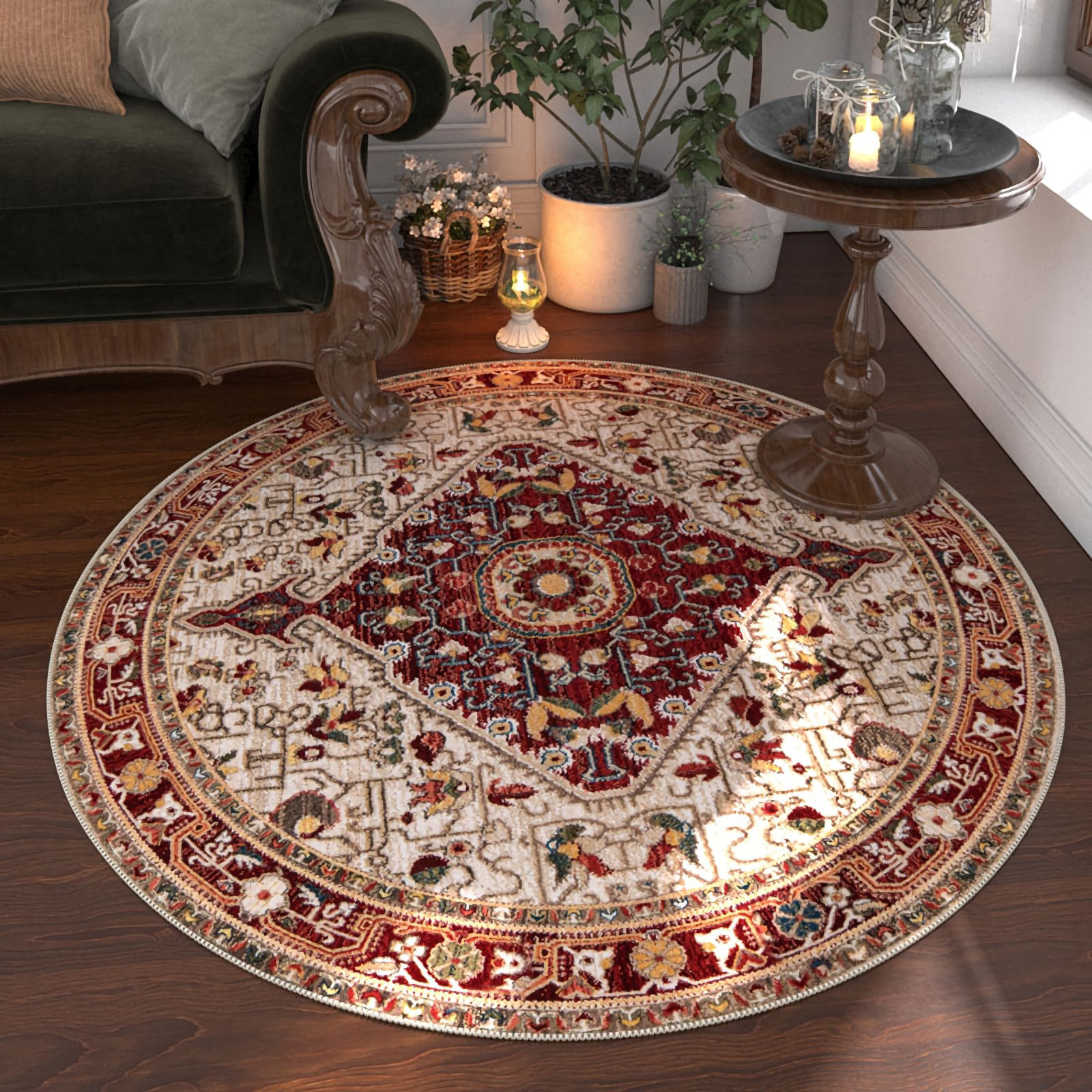 PURHOC Retro American Nordic Circular Carpet Living Room Bedroom Study ...