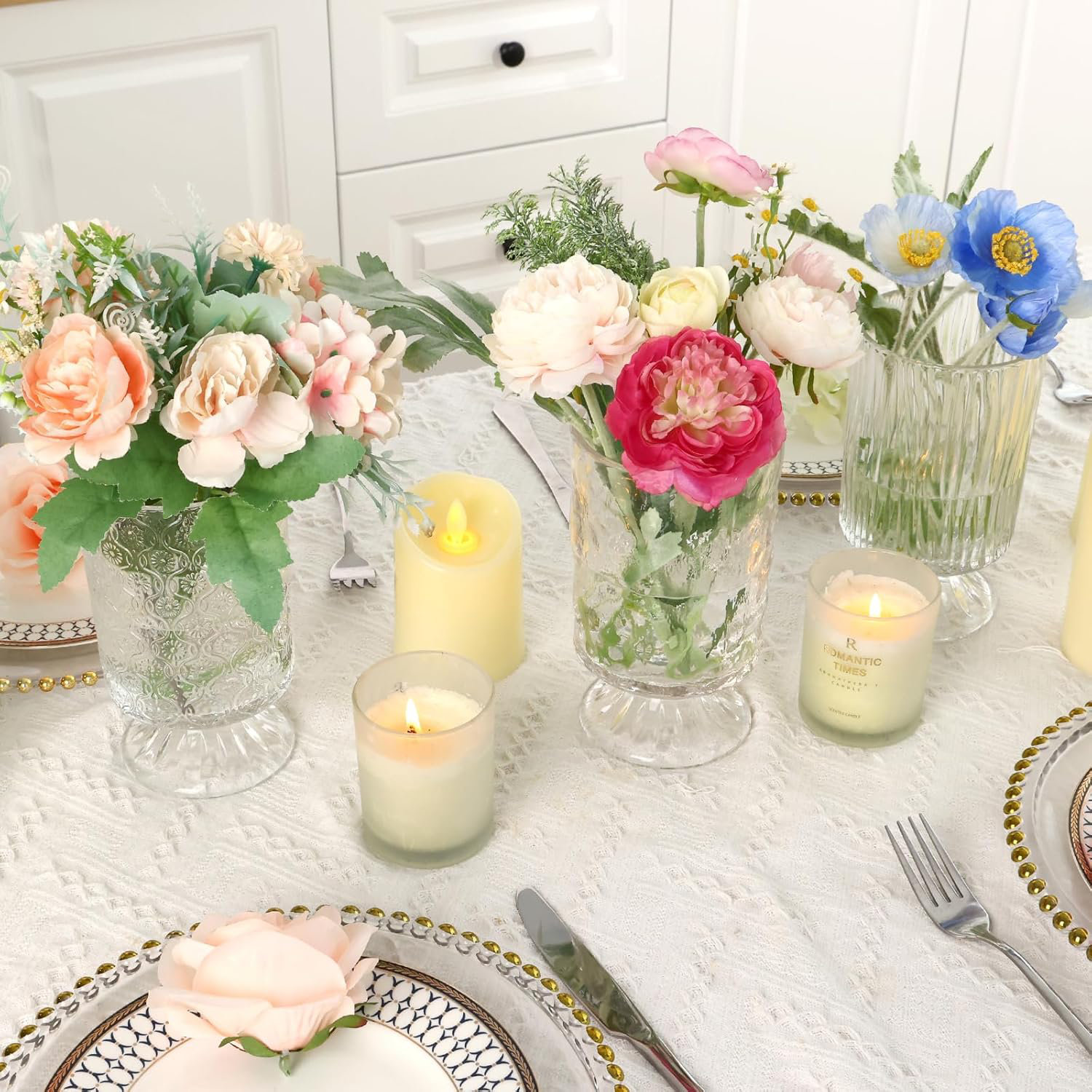 House of Hampton Vases For Flowers Set Of 3 Vintage Glass Vase For ...