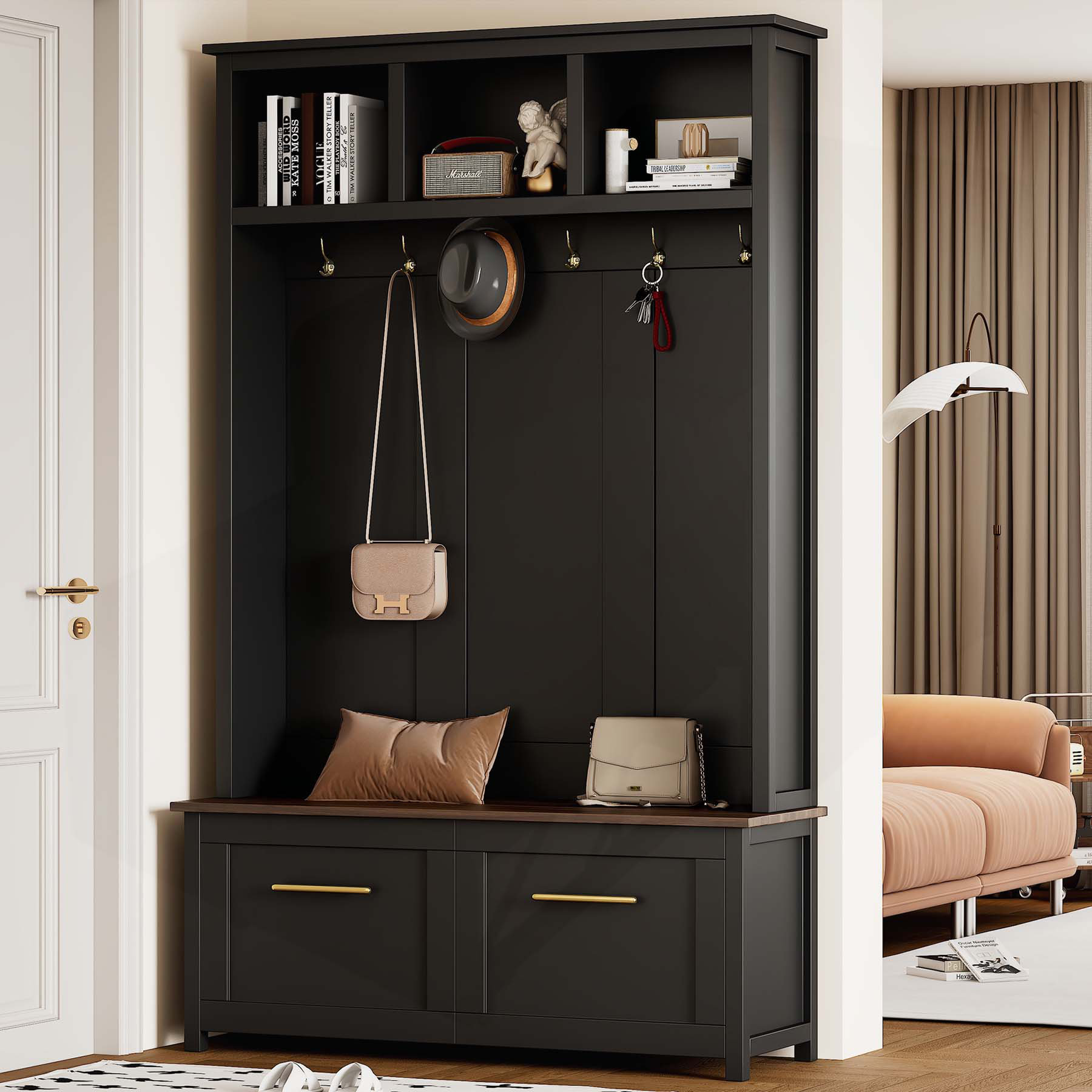 Hokku Designs Versatile Hall Tree with Multiple Storage and Stylish ...