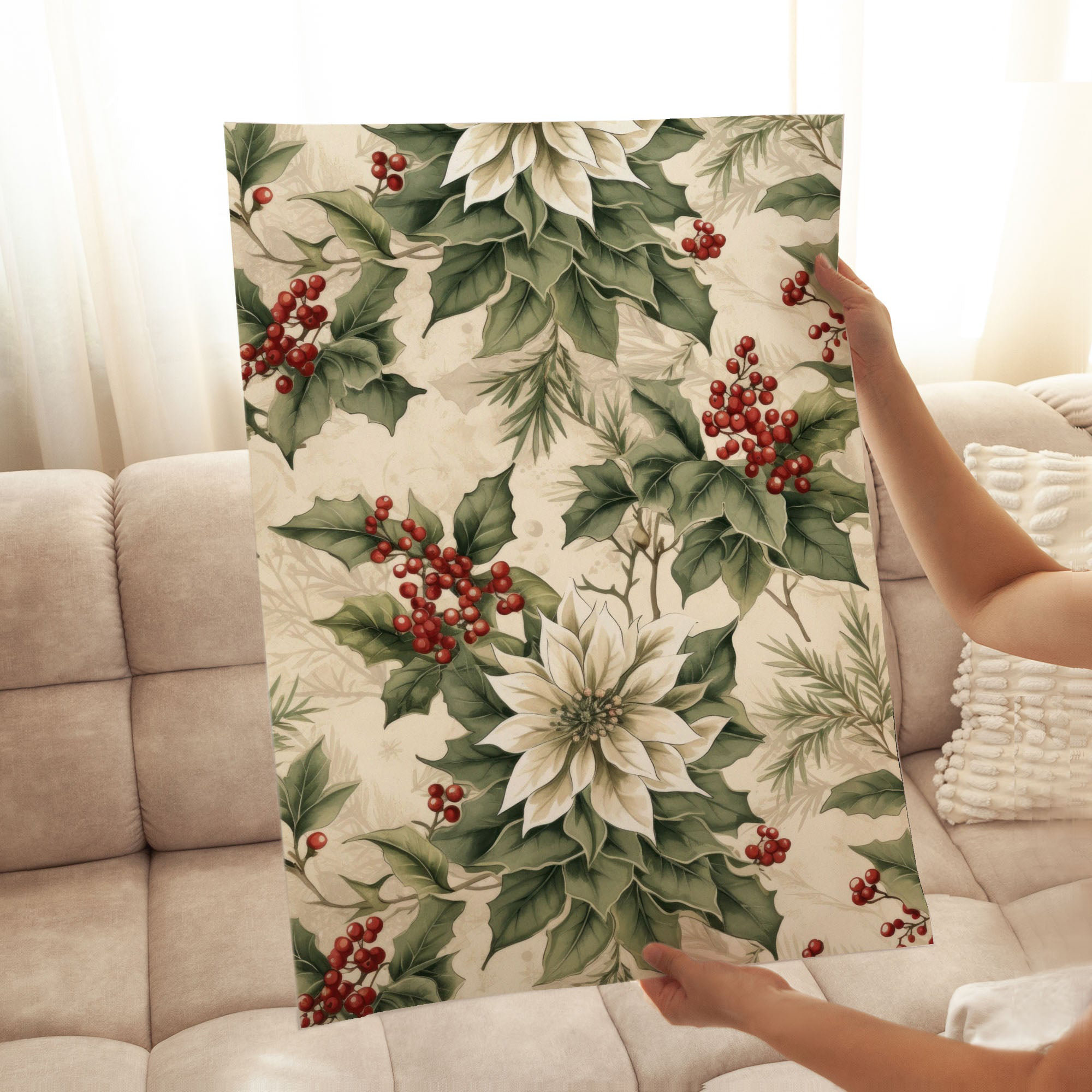 Winston Porter Botanical Christmas Flower Pattern Classical Unframed ...