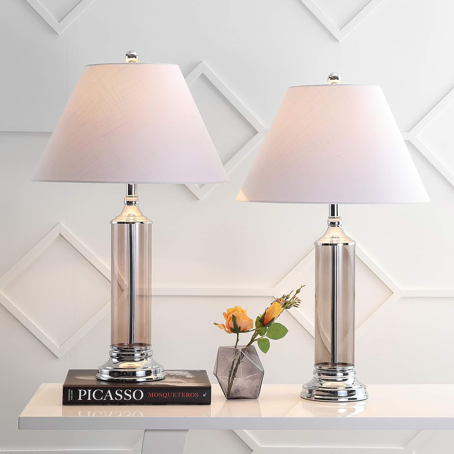 Rosdorf Park Contemporary Glass LED Table Lamps Set Of 2, Modern ...