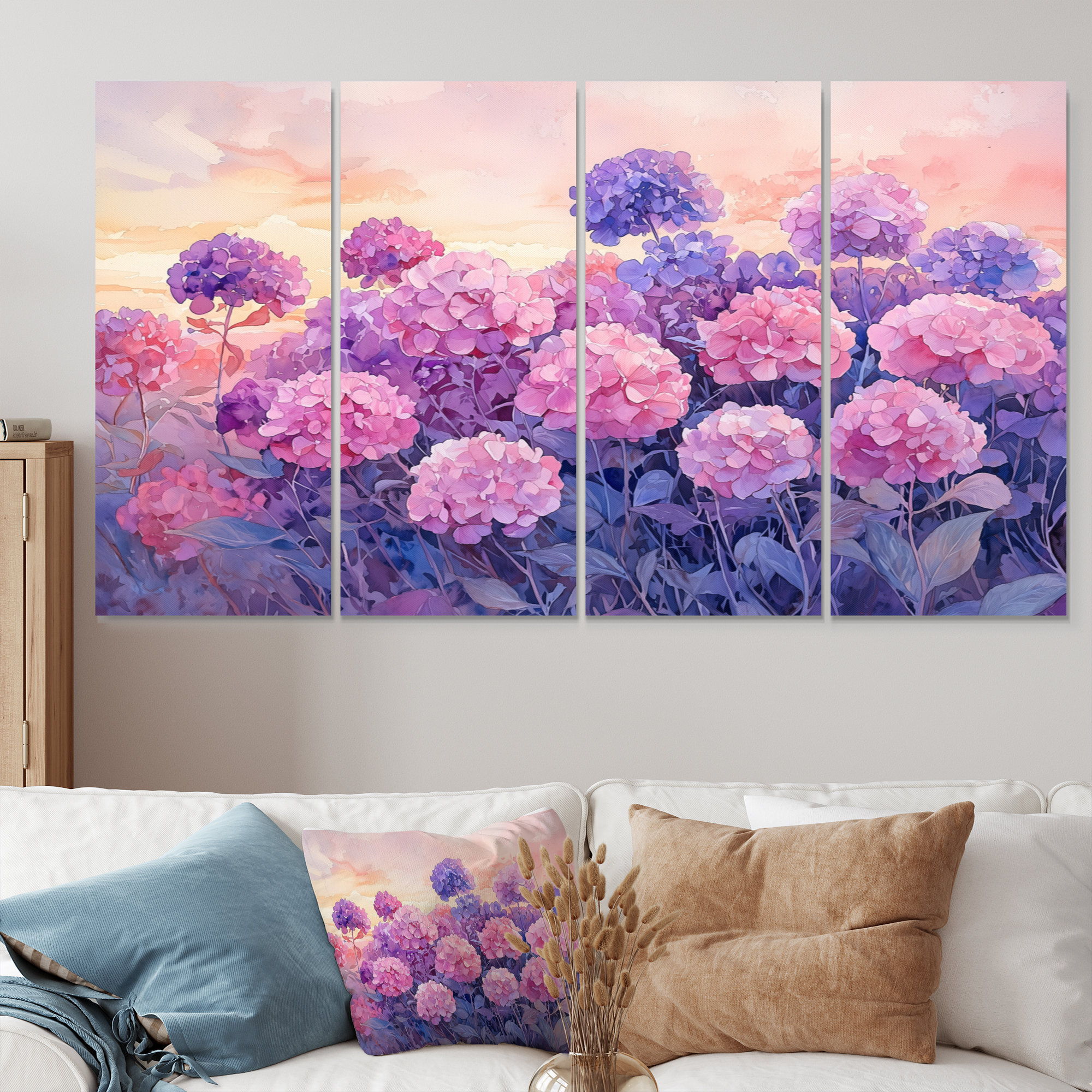 Winston Porter Hydrangea Field At Dusk II - Hydrangea Wall Art ...