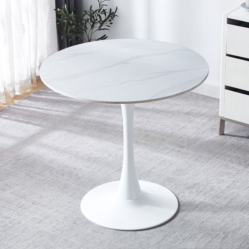 George Oliver Modern Round Pedestal Dining Table with Marble-Textured ...