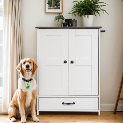 Pawhut Dog Feeding Station, Dog Food Storage Cabinet With Hidden Dog ...