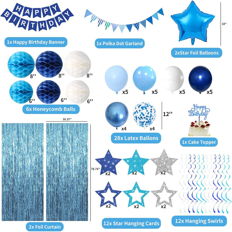 The Party Aisle™ Birthday Decorations Blue Party Decorations | Wayfair
