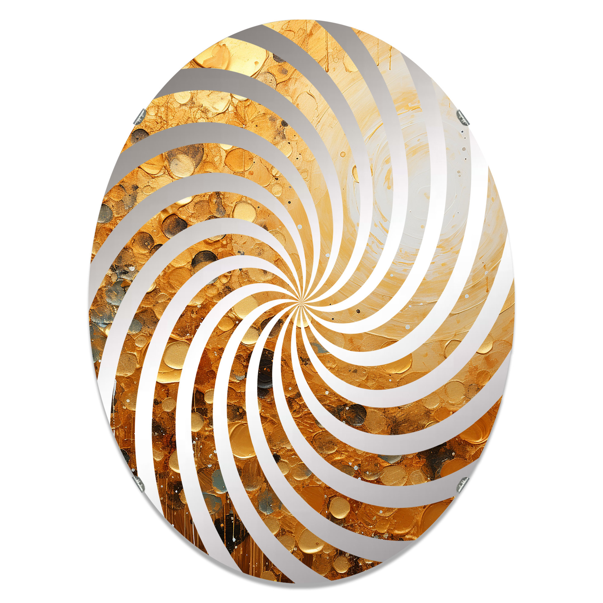 Design Art Gold White Golden Gleam - Vortex Decorative Mirror Oval ...