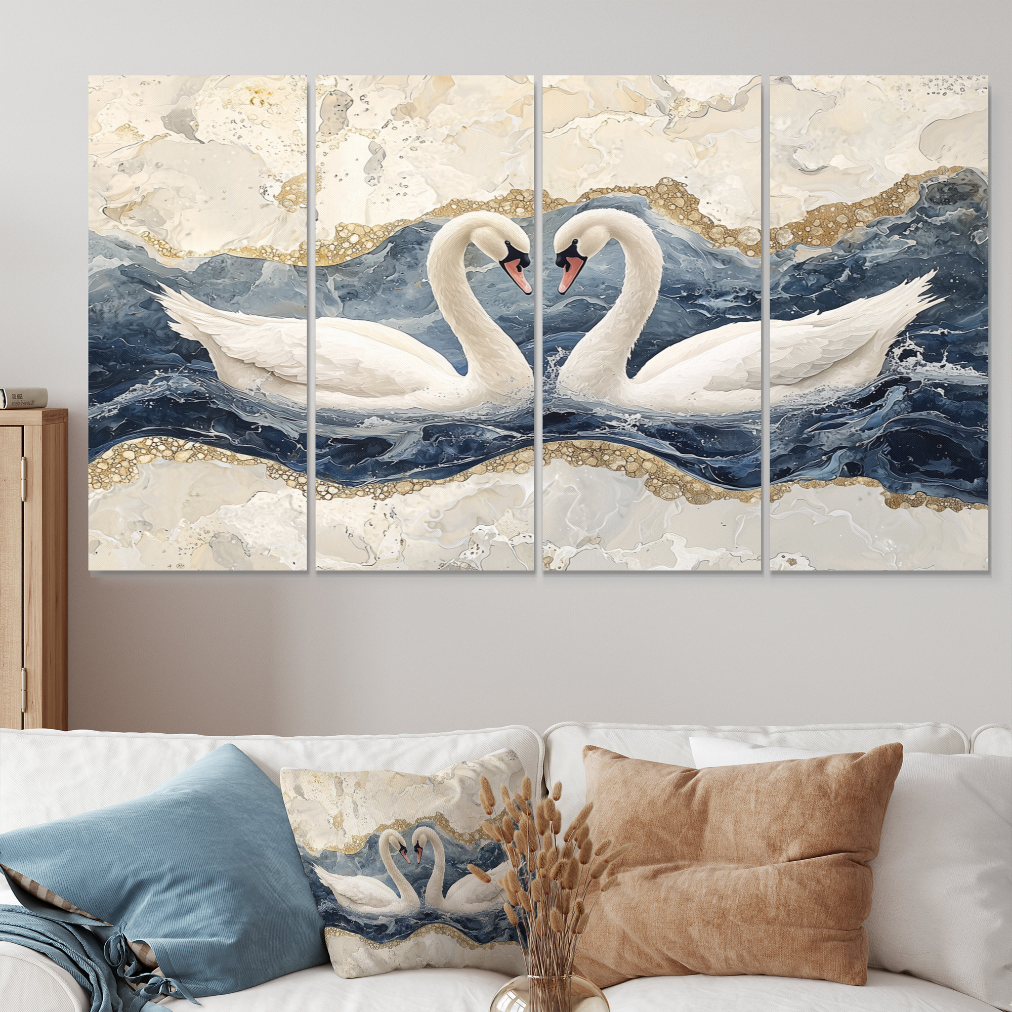 House of Hampton Marble Dance Of The Swan IV - Swans Animal Wall Decor ...