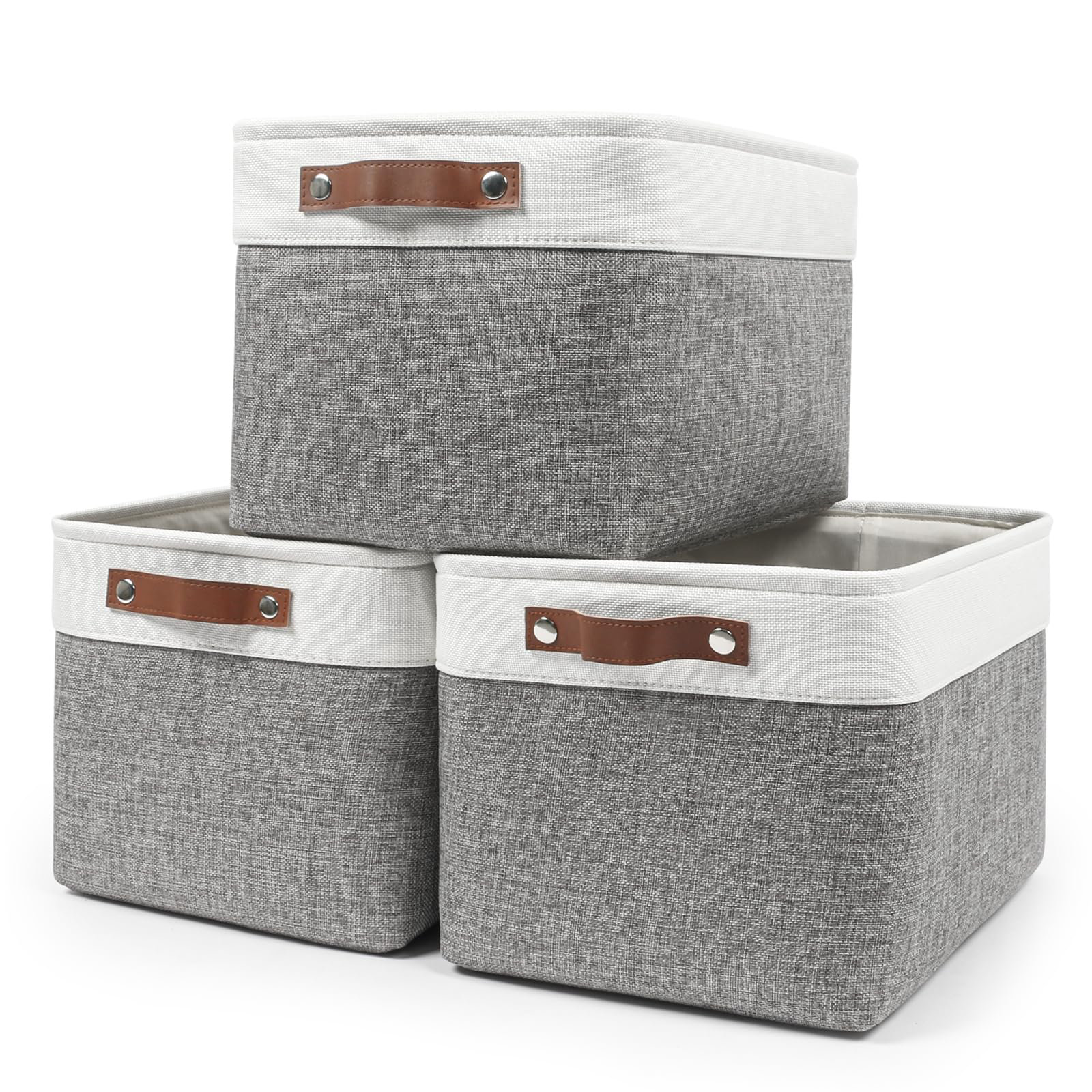 Latitude Run® Storage Bins Large Fabric Storage Baskets For Shelves 3 ...