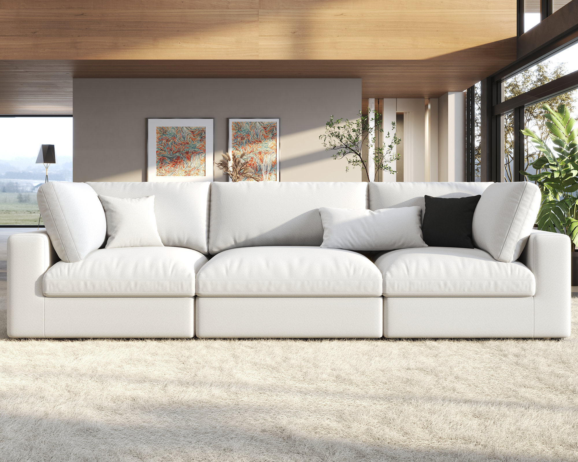 Ebern Designs 114 Inches Sectional Sofa, Modular Down Filled Sectional ...