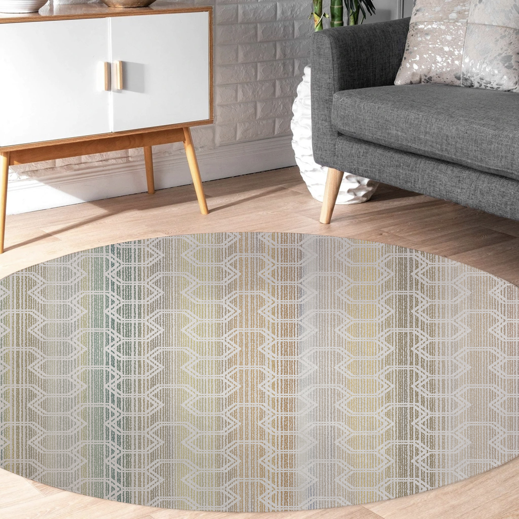 KAVKA DESIGNS TRON Geometric Machine Woven Polyester Area Rug in Brown ...