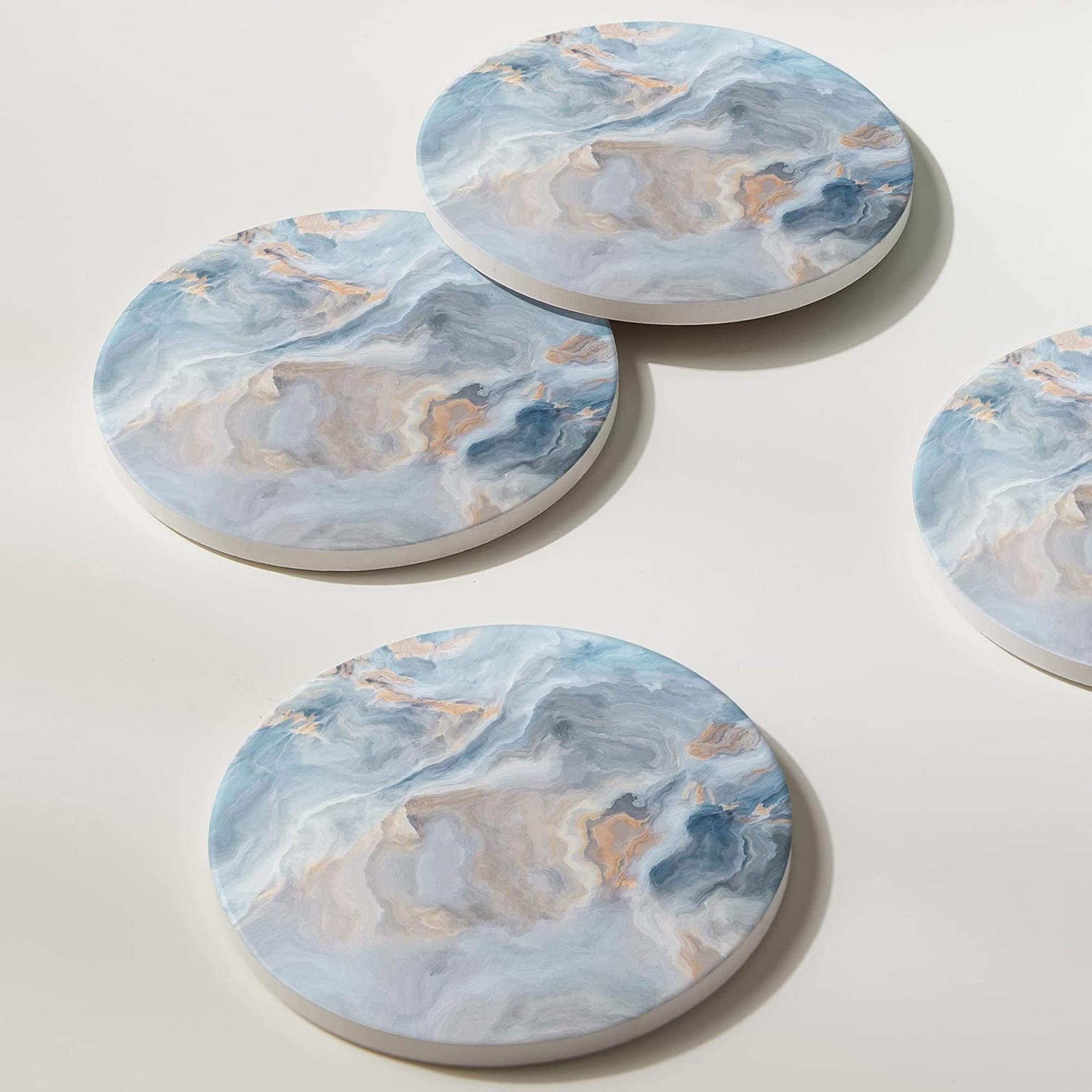 Latitude Run® Abstract Marble Coasters With Holder Absorbent Ceramic ...