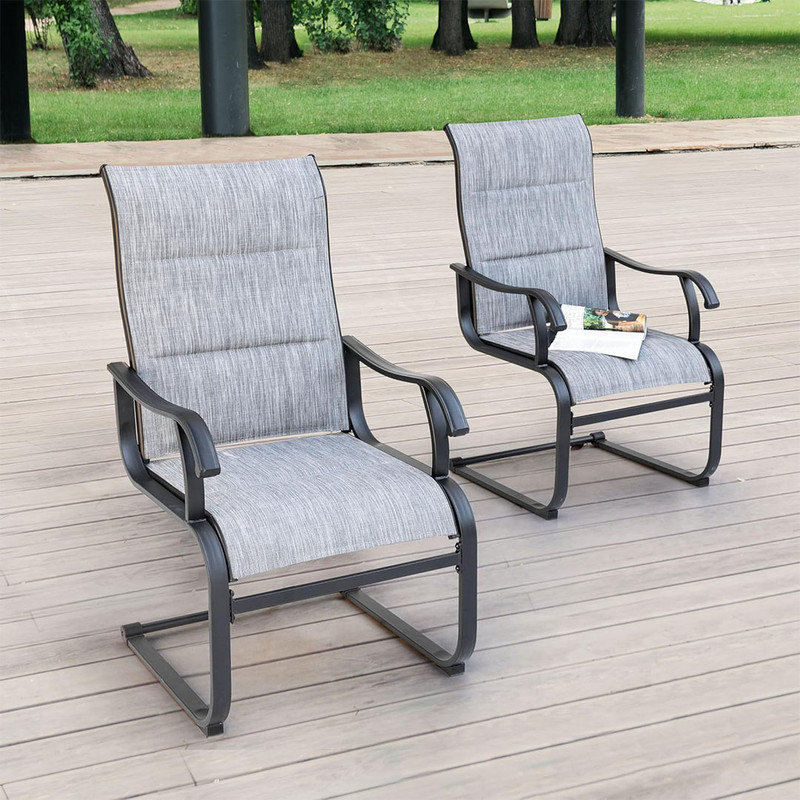 ZILNOX Patio Dining Chairs Set of 2, Breathable Spring Motion Textile ...
