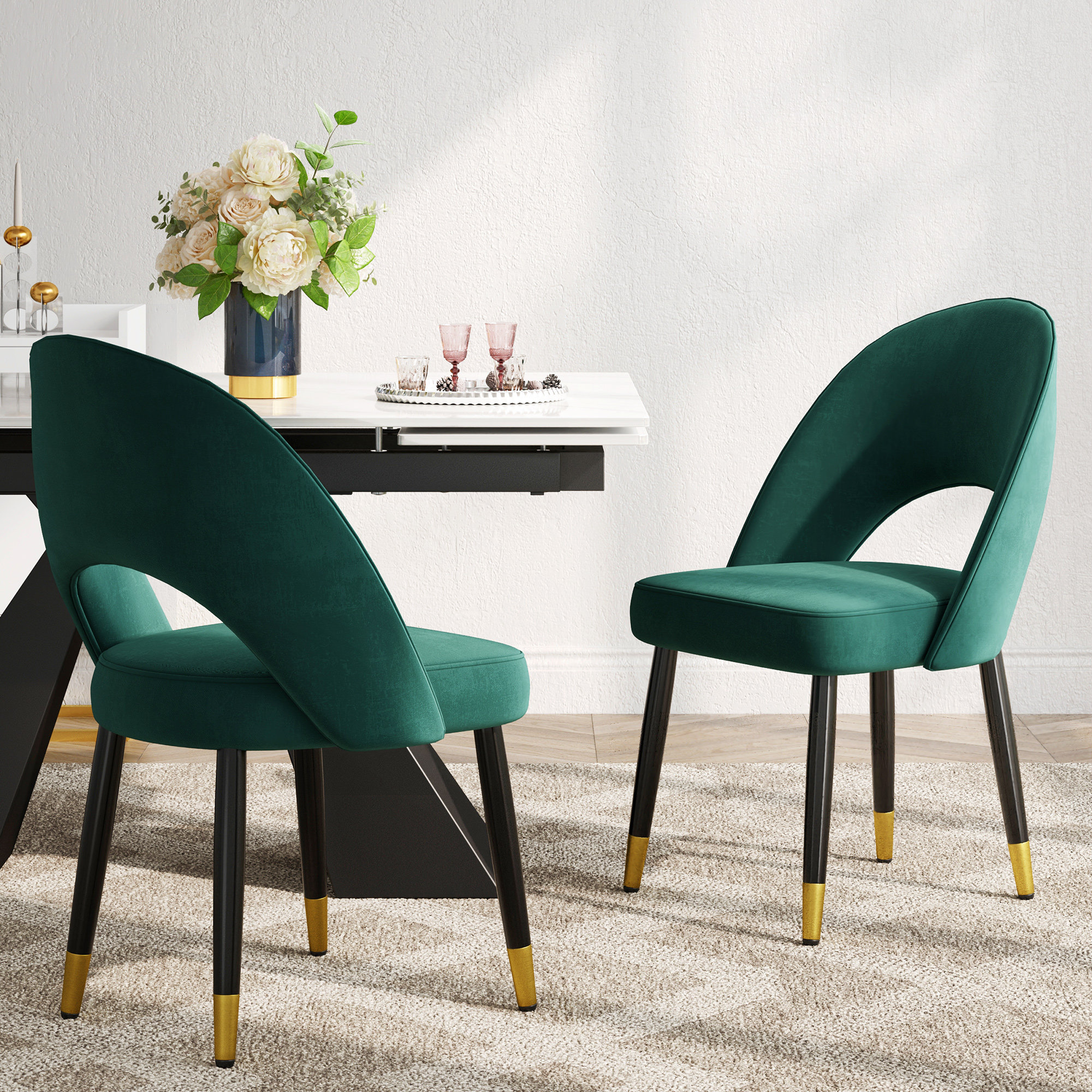 Everly Quinn Louis Velvet Upholstered Side Chair & Reviews | Wayfair