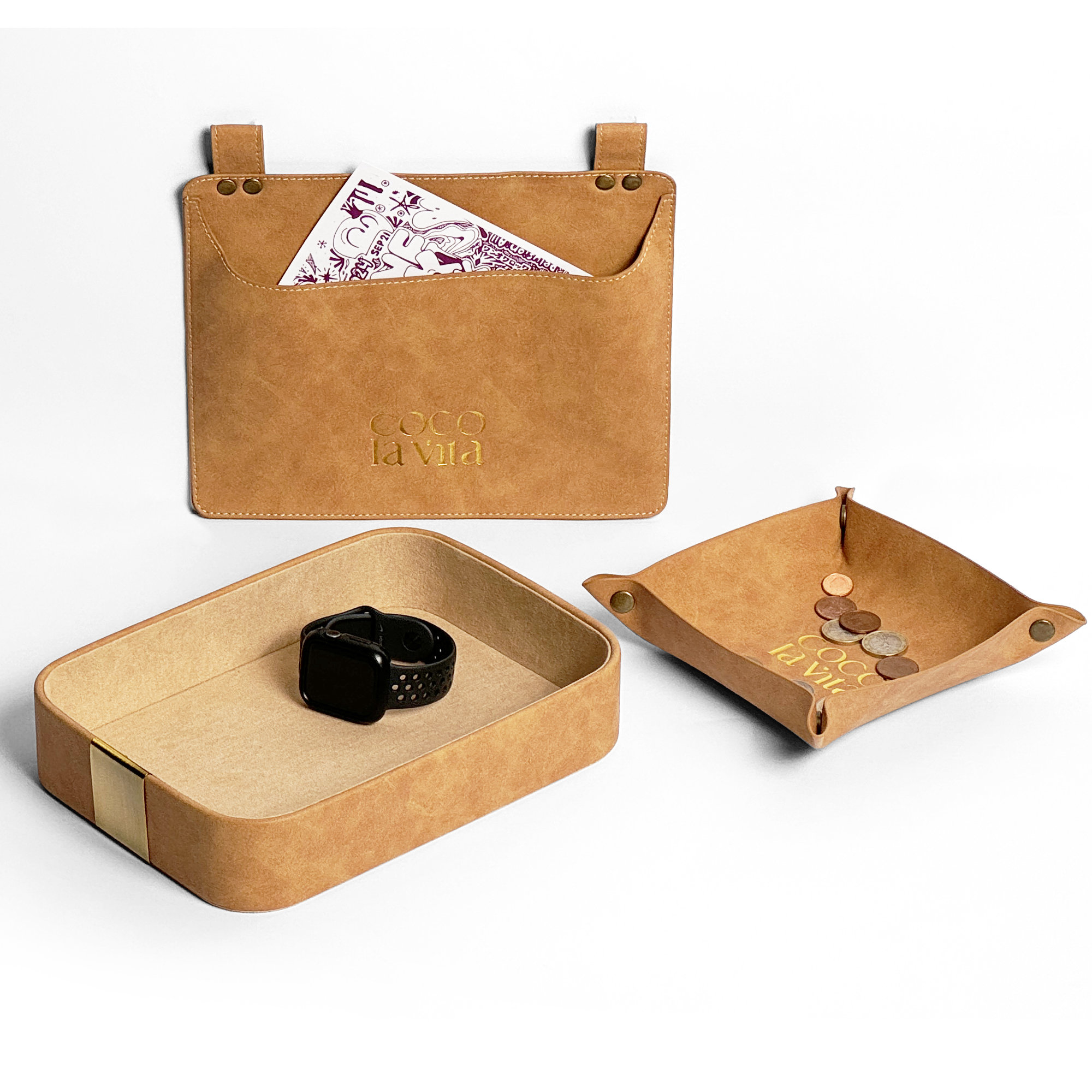 COCO la Vita Luxury Leather Catch All Tray Office Desktop Jewelry ...