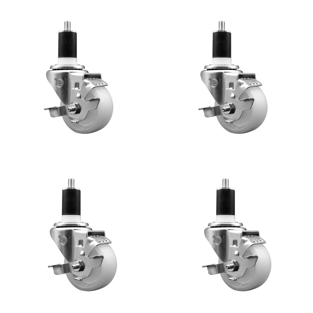 Service Caster 3 Inch SS Nylon Swivel 1-1/2 Inch Expanding Stem Caster ...