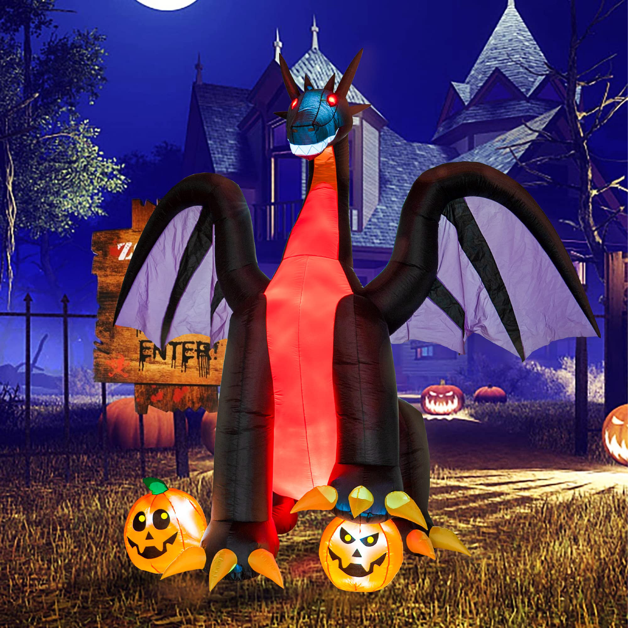 One Allium Way 8 FT Halloween Inflatables Decorations, Animated Fire ...