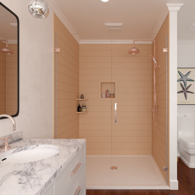 Bella CORE 2 Wall Shiplap Tub and Shower Surround Kit up to 36D x 72W x ...