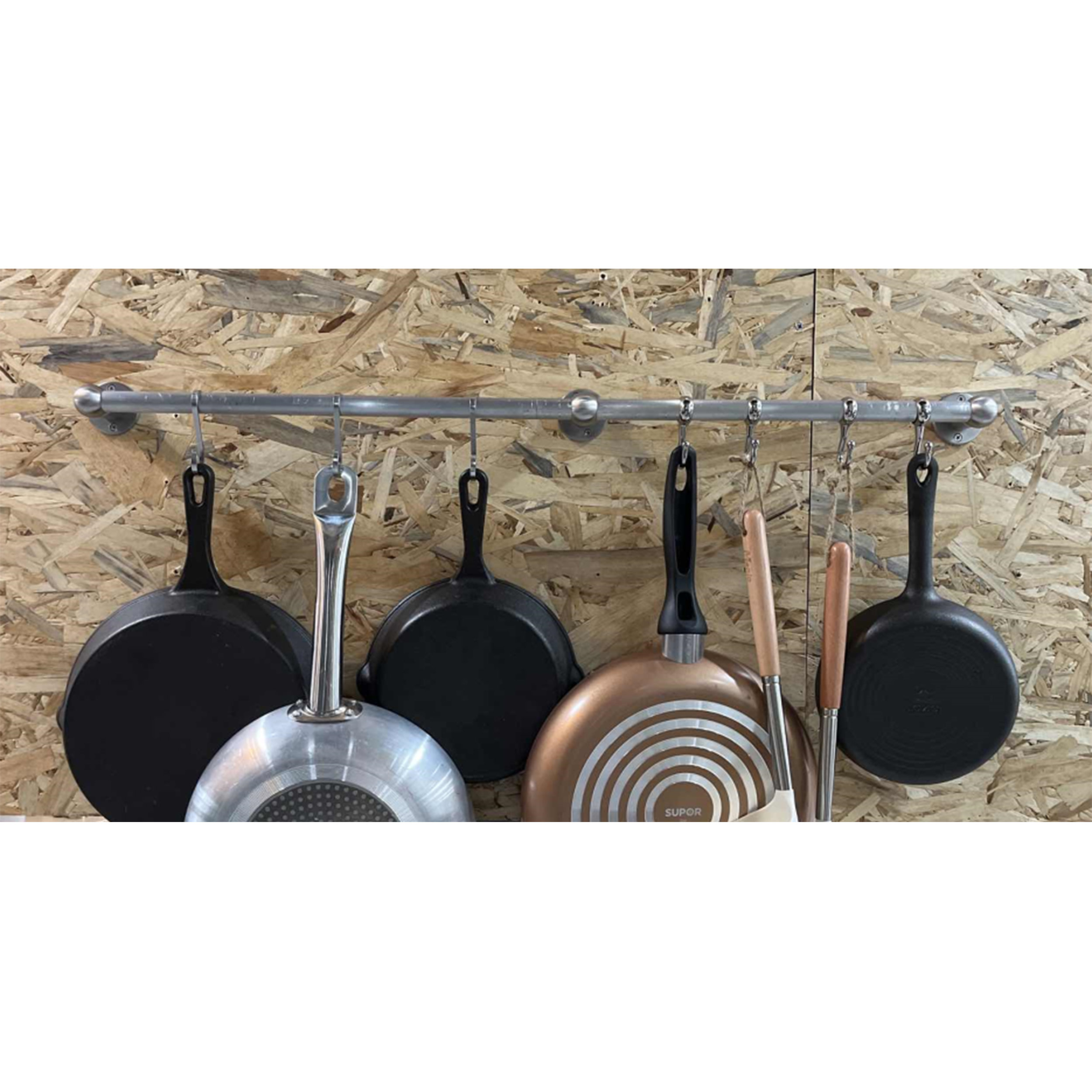Ebern Designs Kitchen Rail With 10 Hooks Matte Black | Wayfair