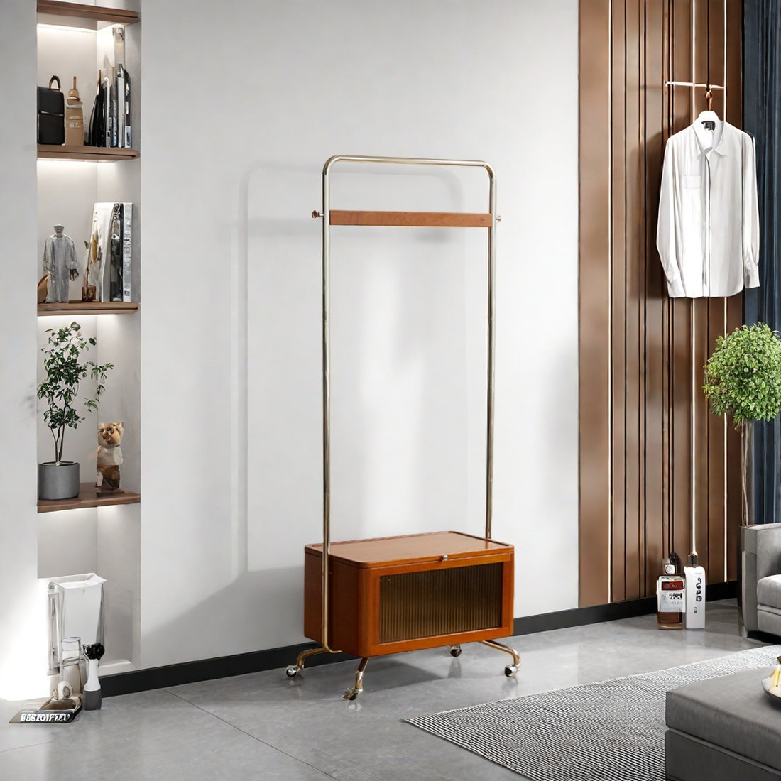 PPEDKS Durable Coat Rack with Wheels and Flip-Door | Wayfair