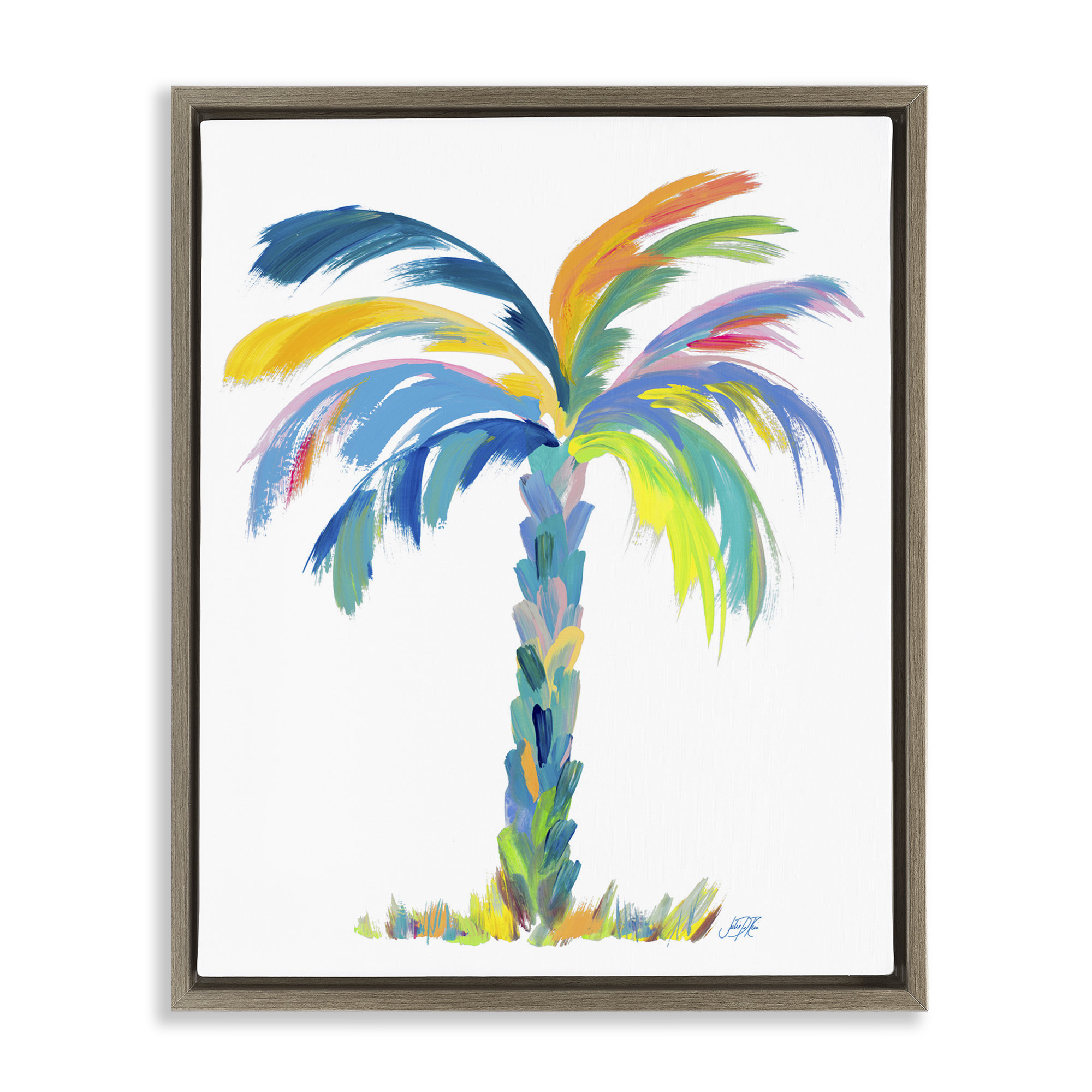 Dovecove Bold Brushed Palm Framed Floater Canvas Wall Art by Julie ...