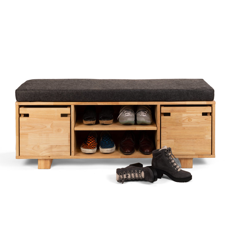 Loon Peak® Zanesfield Storage Bench, Solid Wood,Entryway,Adjustable ...