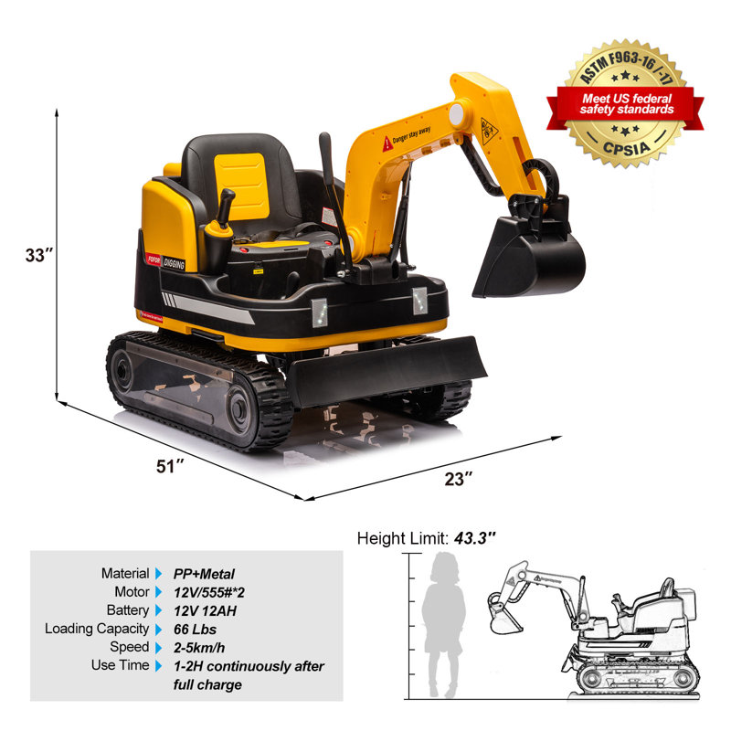 Joyldias 360 Degree Rotating 12v12ah Battery Powered Ride On Excavator ...