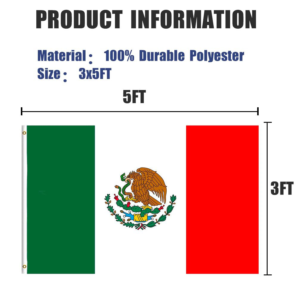 The Holiday Aisle® Mexican Flag 3X5 Outdoor Double Sided - Heavy Duty ...