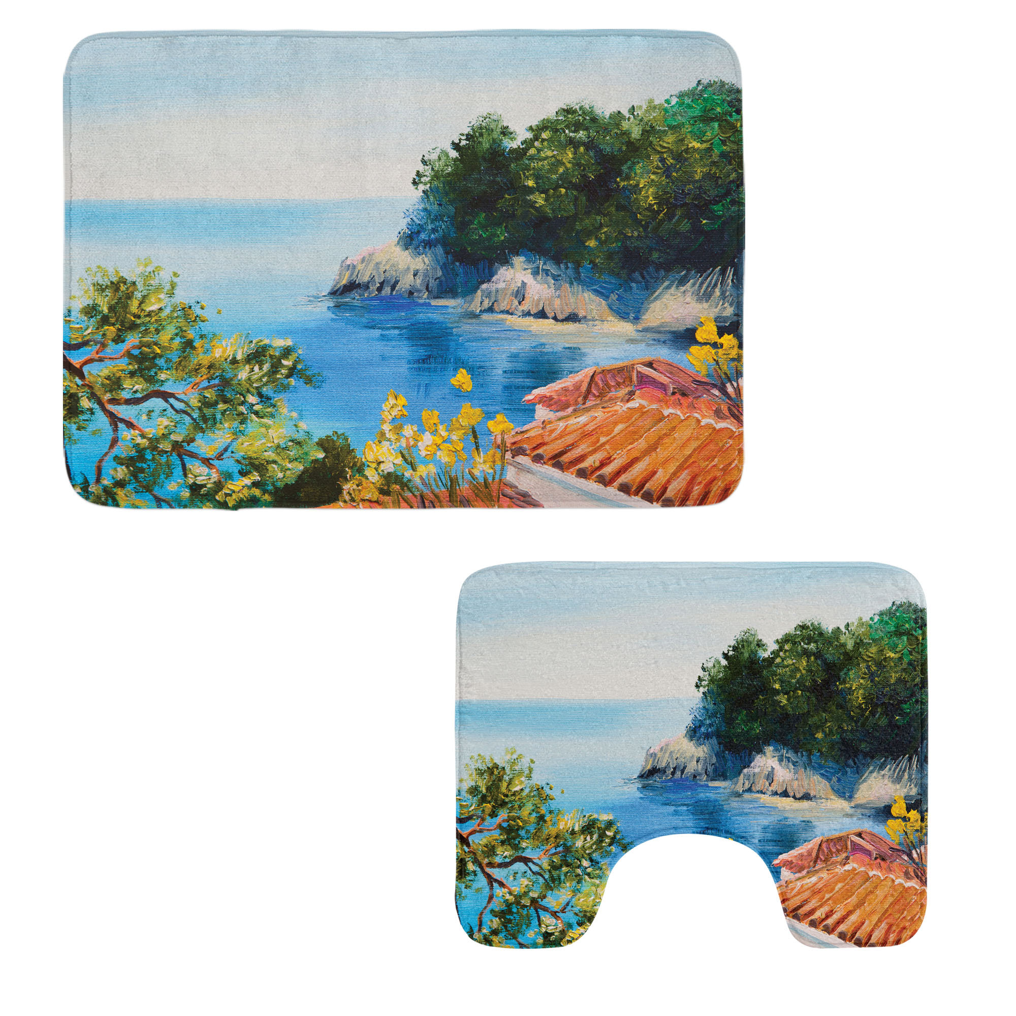 East Urban Home Romantic Bathroom Rug Set 2 Pieces Rectangle & Contour ...