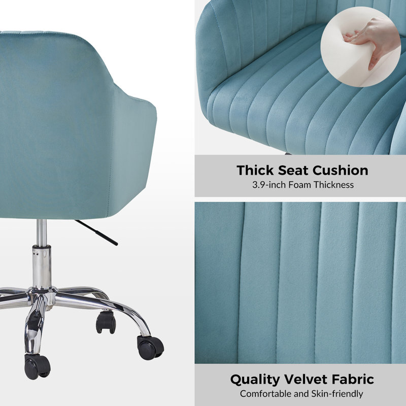 Mercer41 Vernese Modern Velvet Task Chair with Tufted Back | Wayfair